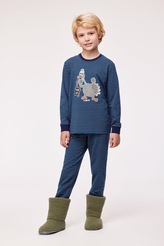 Woody pyjama jongens/heren - blauw gestreept - kalkoen - 232-10-PZL-Z ...