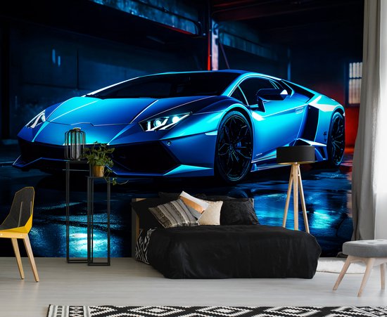 Fotobehang - Auto - Lamborghini - Luxe Auto - Neon - Vliesbehang ...