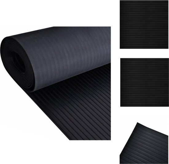 vidaXL Rubberen Mat - Breed Geribbeld - 5 x 1m - 3mm - Zwart - Vloer | bol