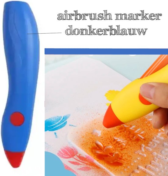 Airbrush Pen | Donkerblauw | Oplaadbare Spuitpen met 12 Aquarel Markers ...