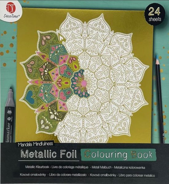 DécoTime - Gouden metallic kleurboek - Metallic Foil Colouring Book ...