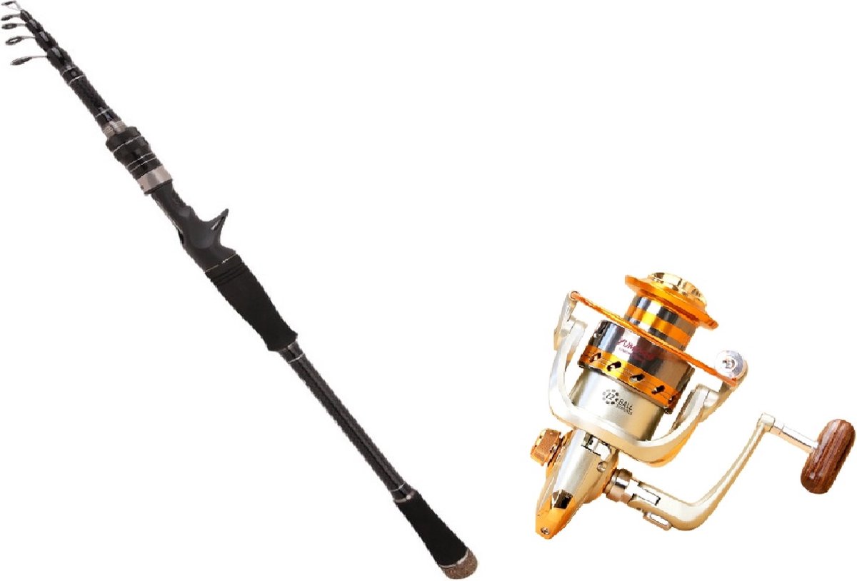 Telescopische luxe vishengel SET van Improducts - vis hengel is 210 cm ...