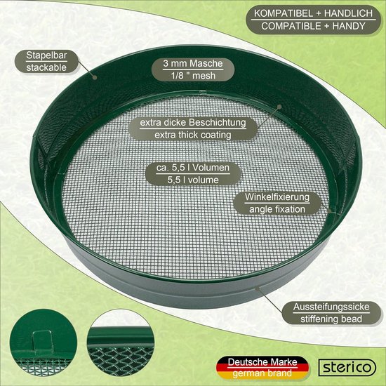 tuinzeef in verschillende maten | Ronde zeef 33cm Ø | Aardezeef voor ...