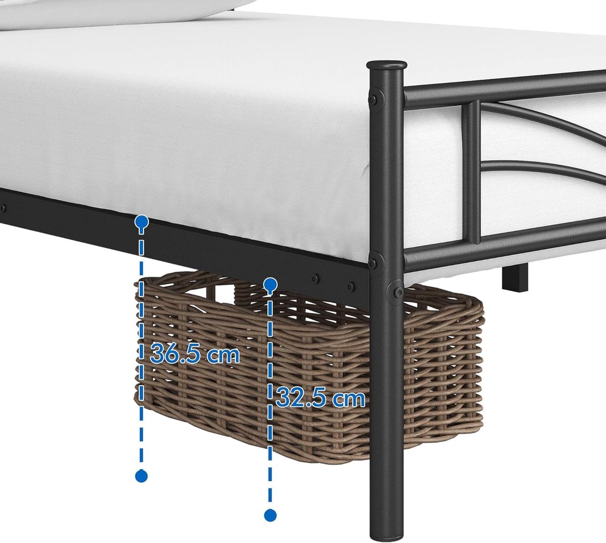 Metal Bed Frame, Guest Bed Frame, Modern Youth Bed with Slatted Frame ...