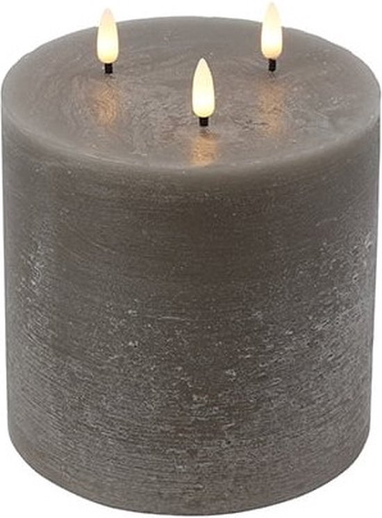 LED kaars - Stompkaars grijs - led kaarsen met flikkerende vlam 15x15 ...