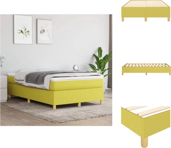 vidaXL Boxspringframe Groen 203 x 120 x 35 cm - Stof en Multiplex - Bed ...