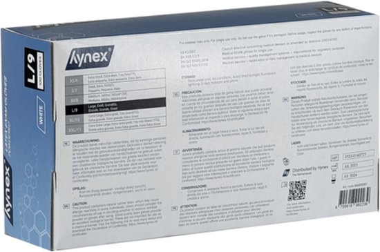 Hynex latex wegwerphandschoenen maat L wit 100/doos gepoederd 5,0gram | bol