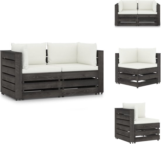 vidaXL Hoekbank Pallet - 69 x 70 x 66 cm - Grenenhout - Crèmewit ...
