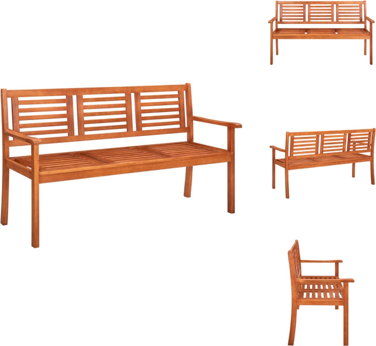 vidaXL Bank Tuin - Hout - Bruin - 150 x 60 x 89 cm - Ergonomisch design ...