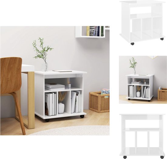 vidaXL Verrijdbare Kast - Hoogglans wit - 60 x 45 x 60 cm - Duurzaam ...