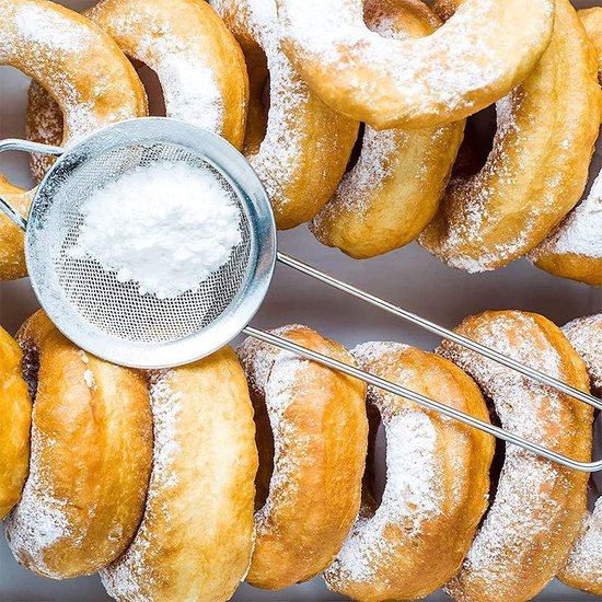 Fijnmazige zeef, 4 stuks 8/10/12/14 cm, zeef voor keuken, meelzeef ...