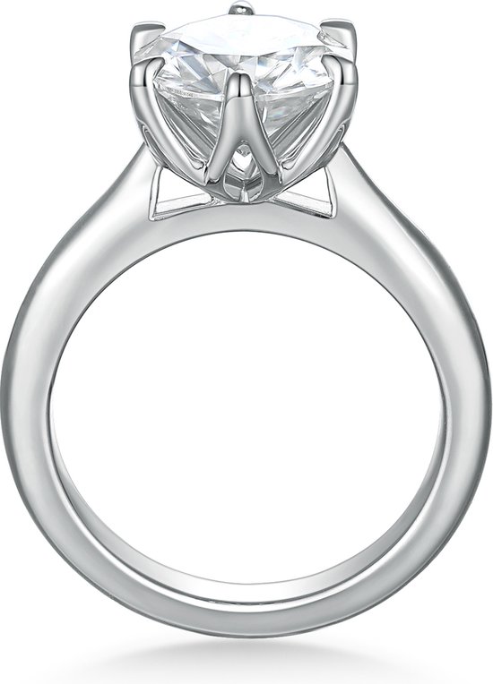Yulia - 18k Witgouden Solitair Moissanite Ring in Tulpenzetting - 1 ...