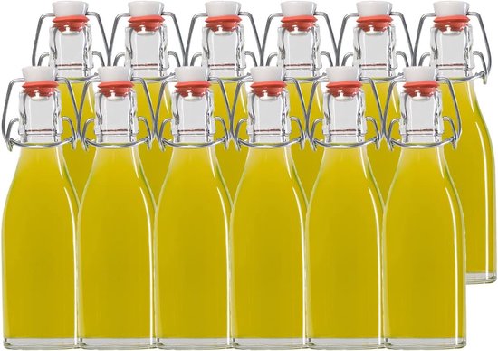 Set van 6 flessen met klapdop, glazen flessen, 200 ml, sapflessen, 0,2 ...