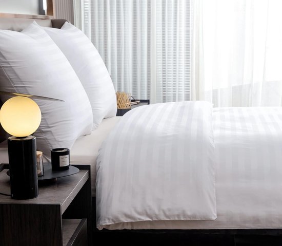 Mako satijnen beddengoed 135 x 200 set van 2 katoen damast wit, hotel ...