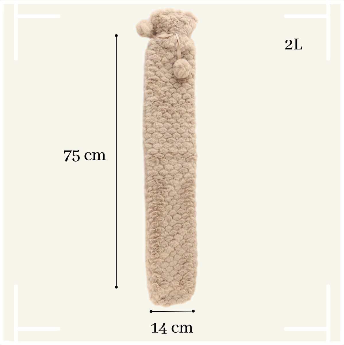 MARBEAUX Lange Kruik - Warmwaterkruik Lang - met Zachte Hoes - Beige ...