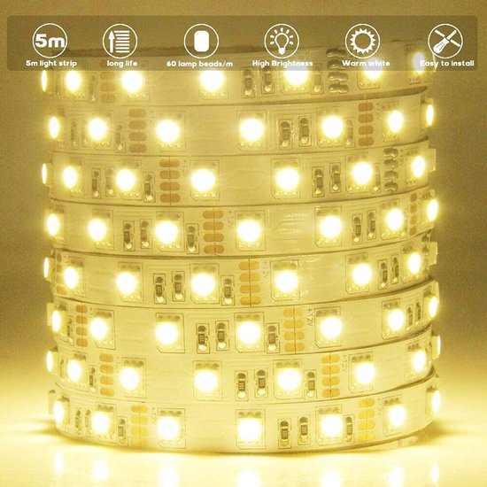 LED Strip - 5M - Kerstverlichting - Dimbaar - 5050 LED Lampjes ...