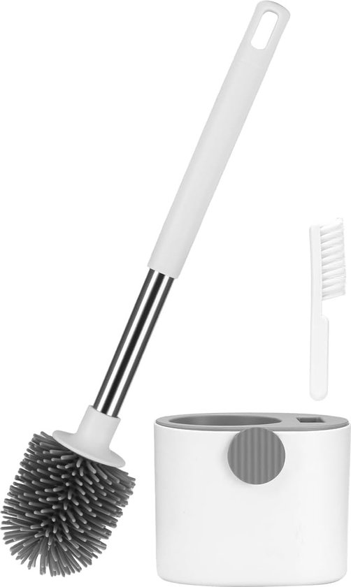 Brosse WC en silicone, 2 pièces, avec bac d'évacuation, brosse WC avec jeu de brosses... | bol
