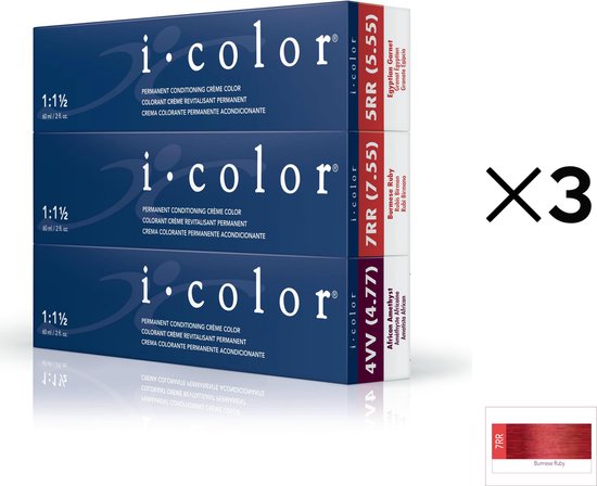 ISO i color Permanent Conditioning Crème Color 60ml 7RR Burmese Ruby x ...