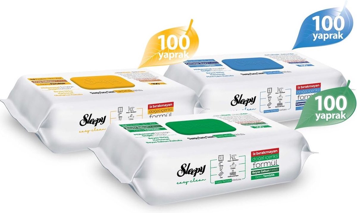 Sleepy 3-Pakket, Sleepy easy clean schoonmaak doekjes (100 doekjes ...