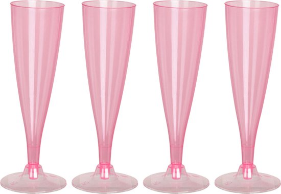 EH Prosecco/champagneglazen - 4x - roze - kunststof - 130 ml ...