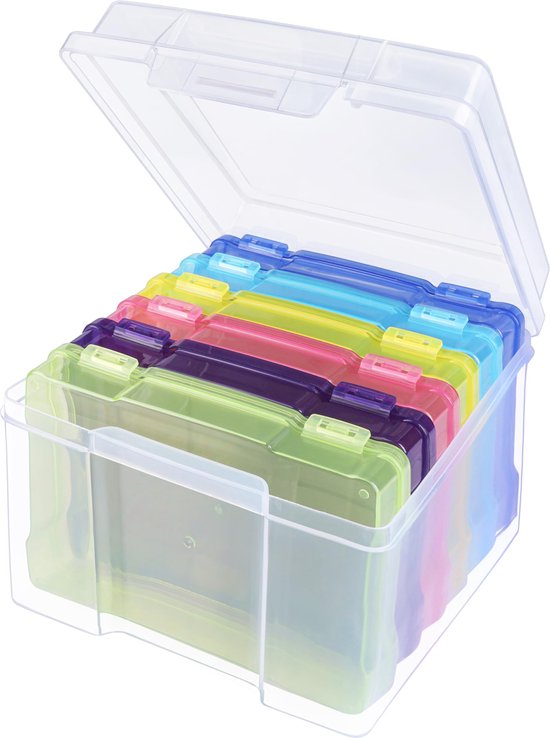 Belle Vous 6 Pak Doorzichtige Foto Opslag Doosjes - 6 Multigekleurde ...