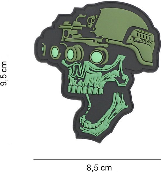 Embleem 3D PVC Night vision skull groen | bol