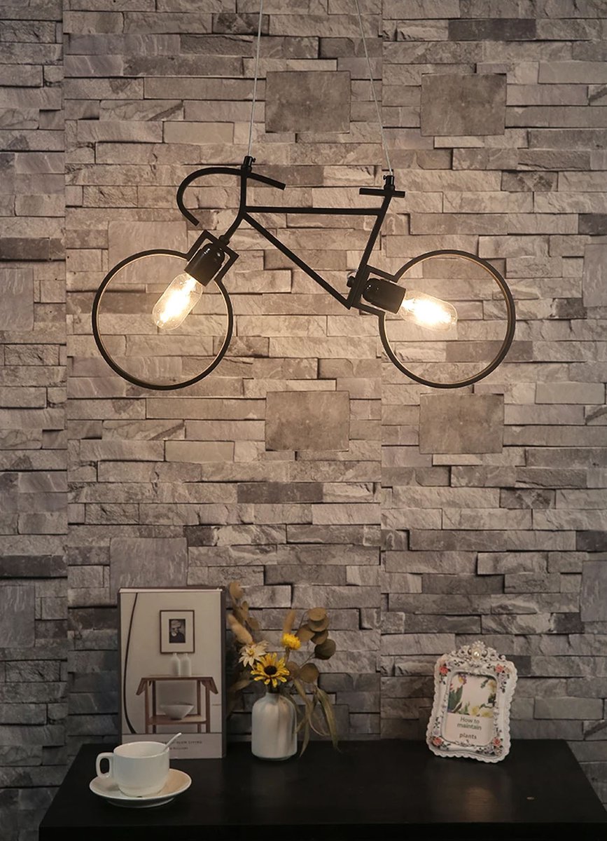 Creatieve hanglamp Fiets - 2 lichtbronnen - Wielen - Decoratie ...