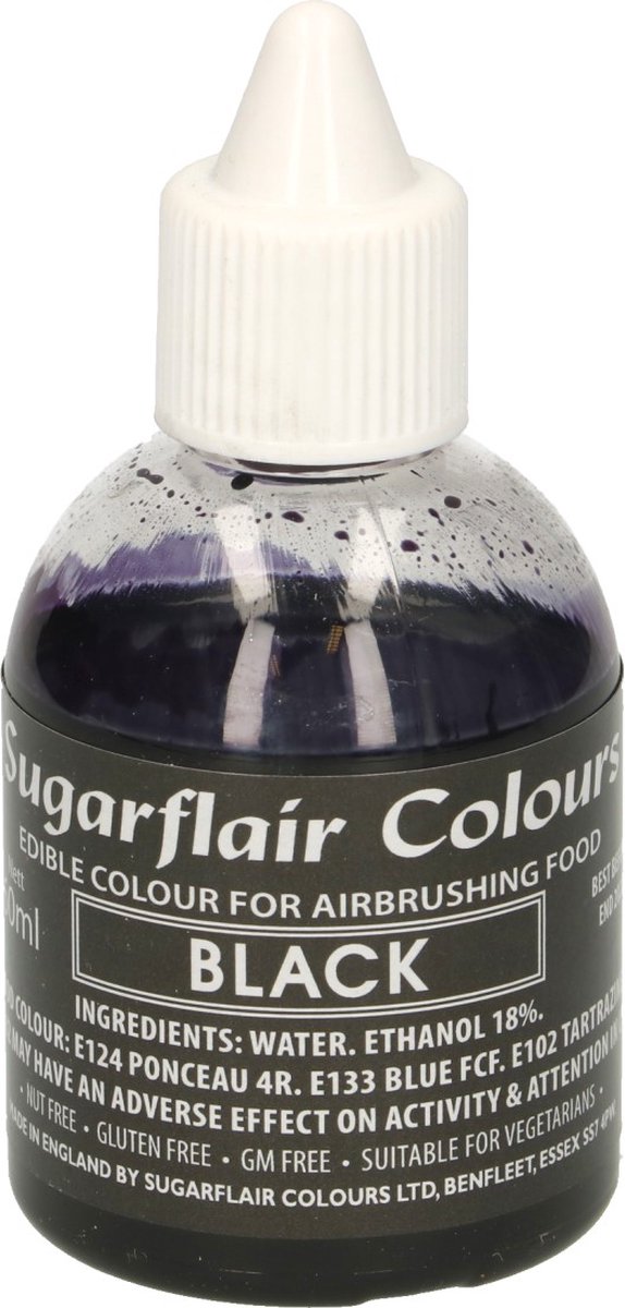 Sugarflair Airbrush Kleurstof Zwart 60ml | bol