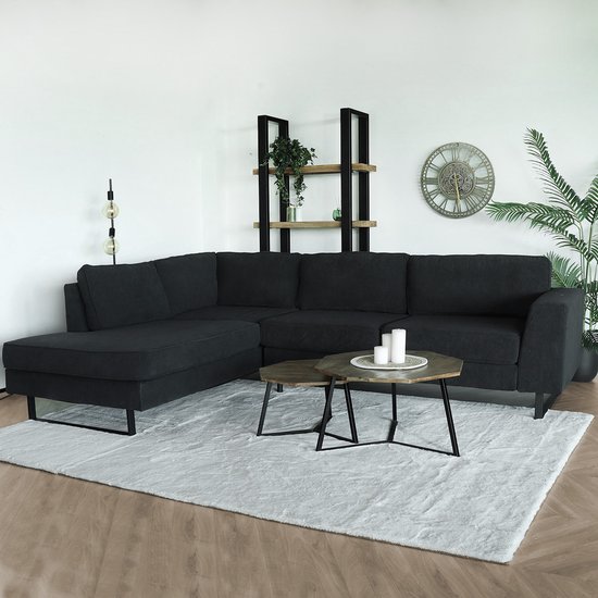 Hoekbank design Puckerto 290cm bank antraciet ribstof hoek loungebank ...