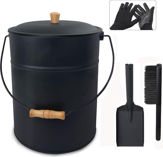 Asemmer met deksel, ronde kolenemmer voor open haarden, 15 l emmer met ...
