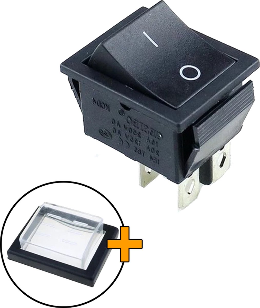 Wipschakelaar ON-OFF + Beschermkap - 2-Polig - 30x22mm - 250V - Max ...
