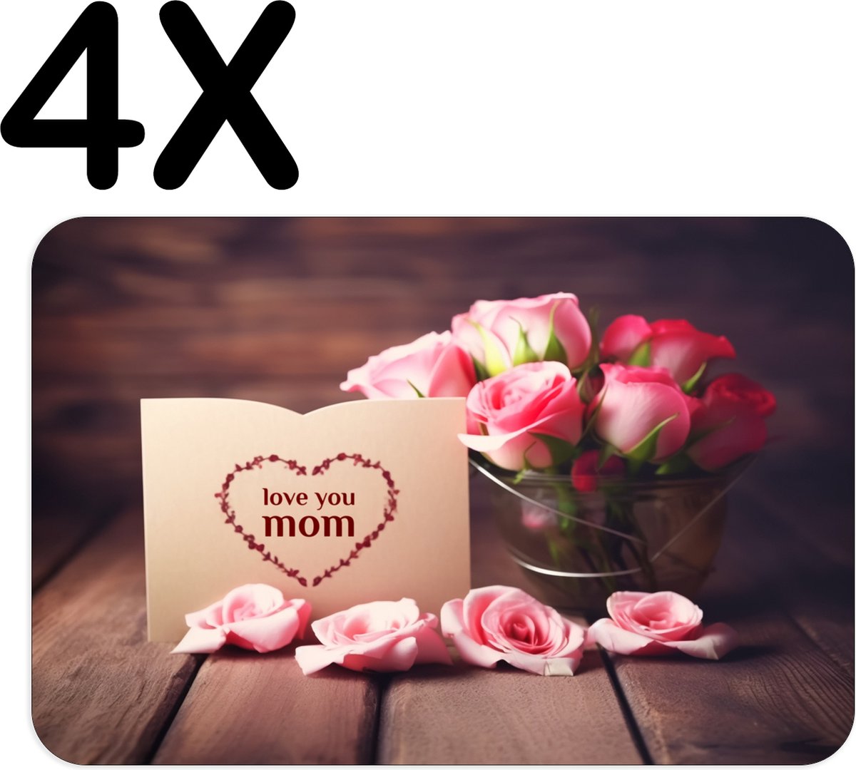 BWK Flexibele Placemat - I Love Mom - Moederdag - Rozen - Set van 4 ...