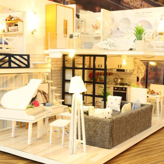 DIY Miniatuur Huis, Poppenhuis Kit met Meubels en Muziek, Mini ...