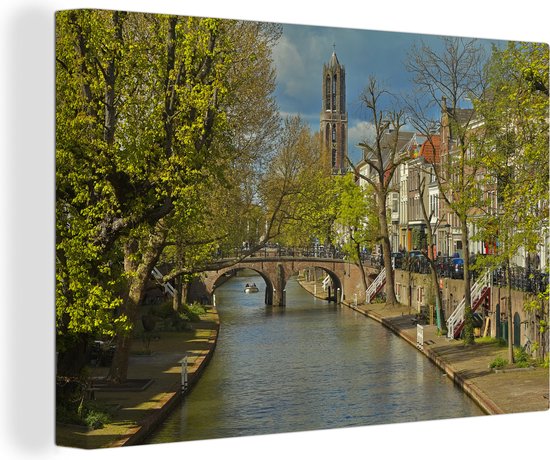 Canvas schilderij 140x90 cm - Wanddecoratie Planten - Utrecht - Water - Muurdecoratie... | bol