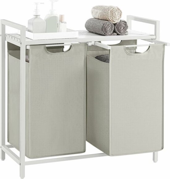 Wasmand 2 vakken, wasmand met plank, wasbox, waszak van oxford stof ...