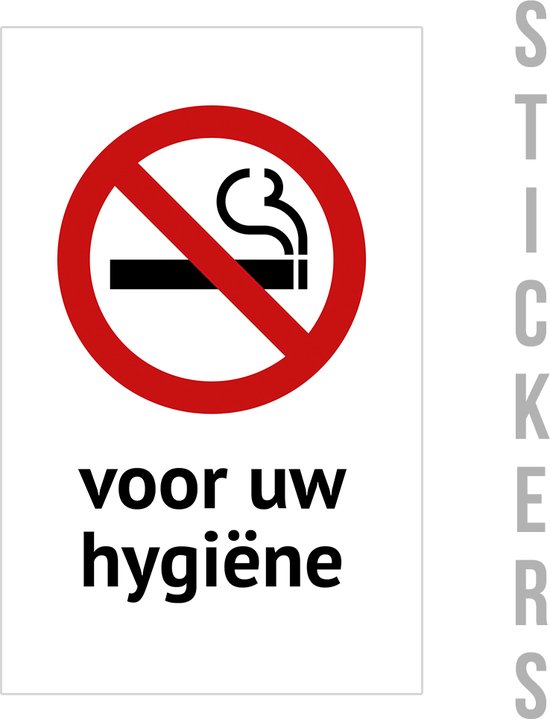 Pictogram/ stickers (2x) | 15 x 25 cm | Rookverbod - "Voor uw hygiëne ...