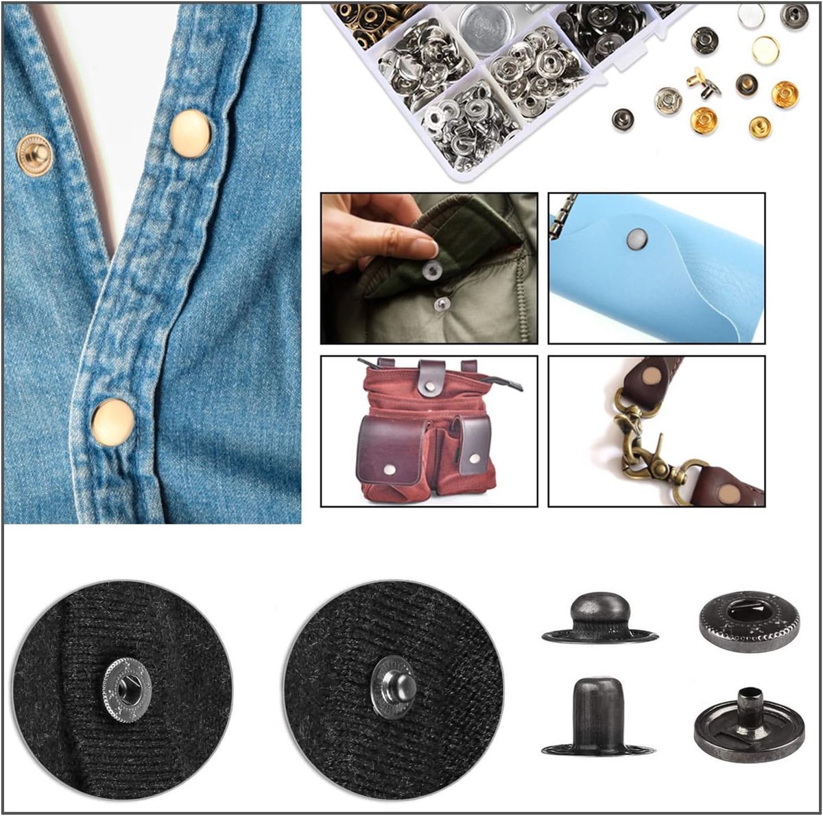 Metalen drukknop, leren drukknopen, drukknopset, metaal, metalen ...