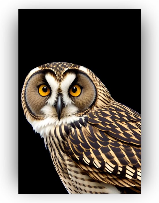 Poster uil in het donker 80x120 cm - Kortoor uil - Kinderkamer posters ...