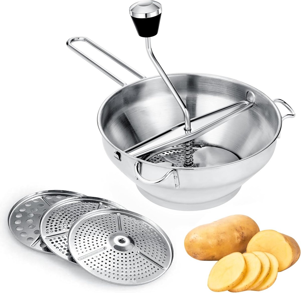 RVS zeef, RVS zeef met 3x zeefinzetstukken, aardappelperszeef voor ...