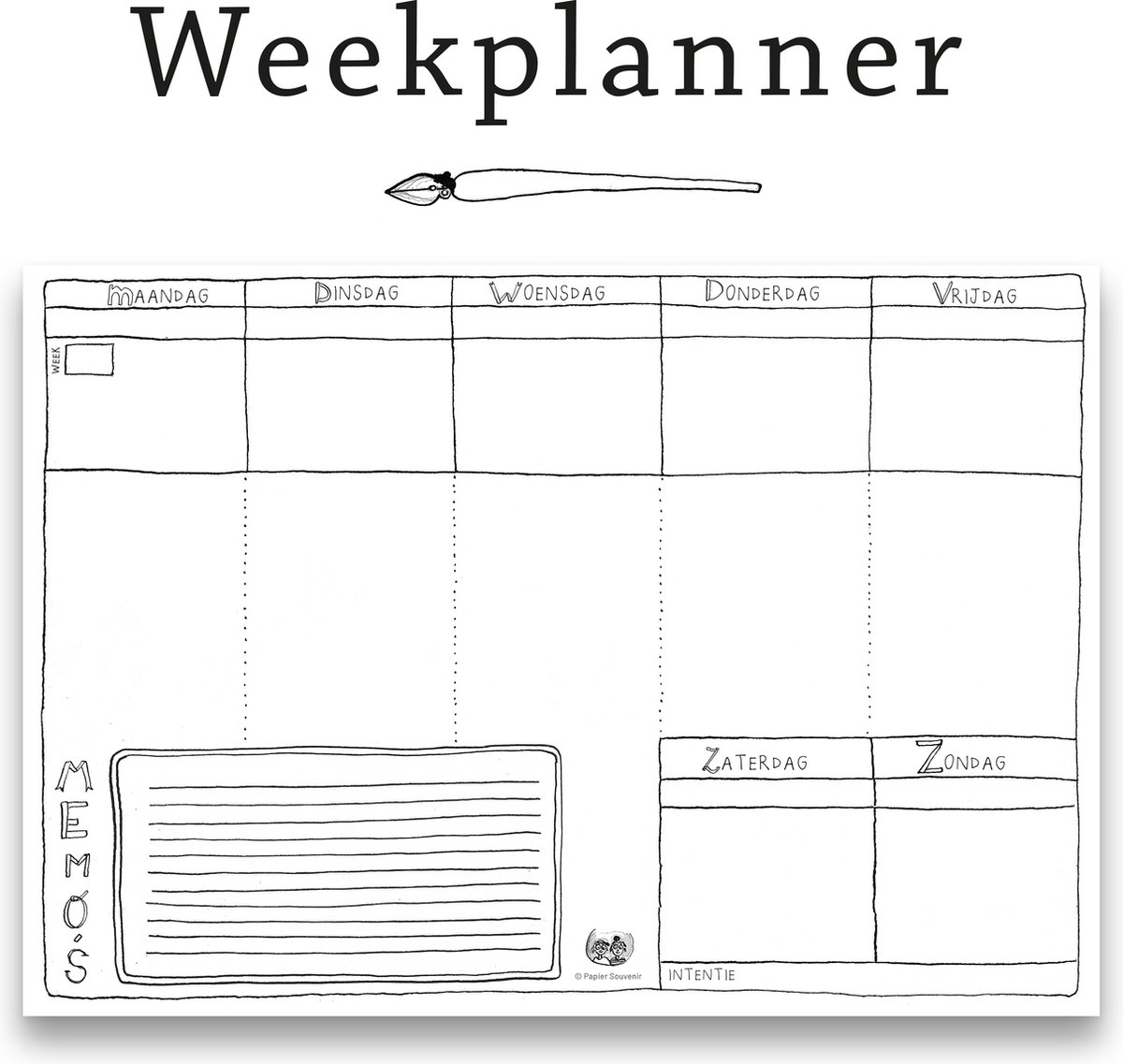 Weekplanner | Papier Souvenir | A3 | 50 vellen | Bureauplanner ...