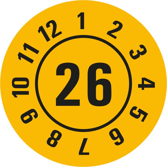 Keuringssticker met jaartal op vel 2026 30 mm - 18 per vel | bol