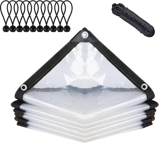 Dekzeil, waterdicht, transparant, met oogjes, afdekzeil, tuinmeubelen ...