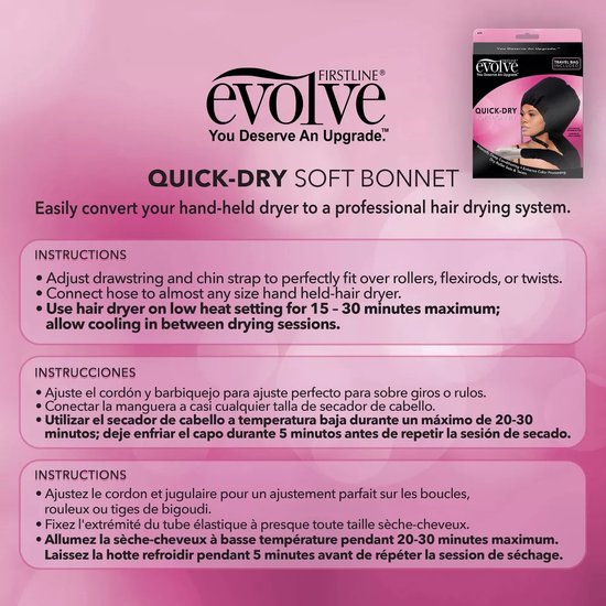 Evolve - Quick Dry Soft Bonnet - Haarstomer - Haardroogkap - voor Thuis - Stoomkap -... | bol