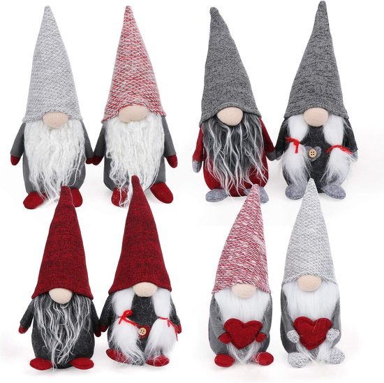 Kerstdecoratie, kabouter, 8 stuks, Zweedse kabouter, kerstkabouters ...