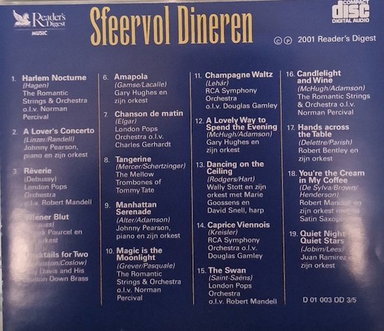 Sfeervol Dineren - Readers Digest, various artists | Muziek | bol.com