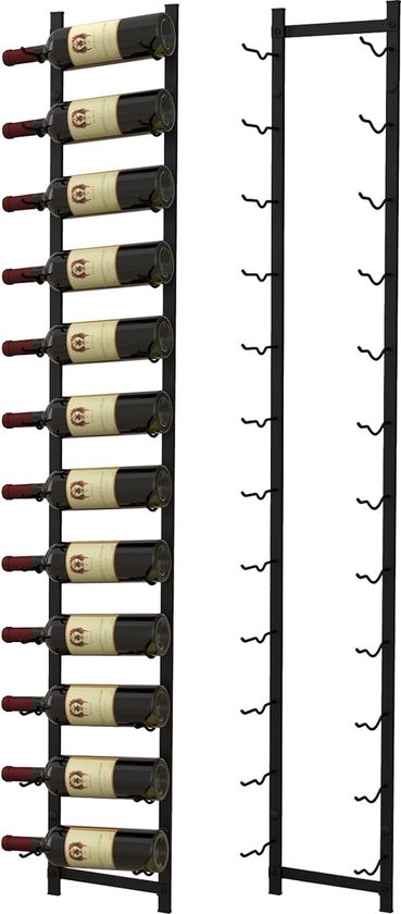 Wijnrek muur voor 6/9/12 wijnflessen, flessenhouder metaal, industrieel ...