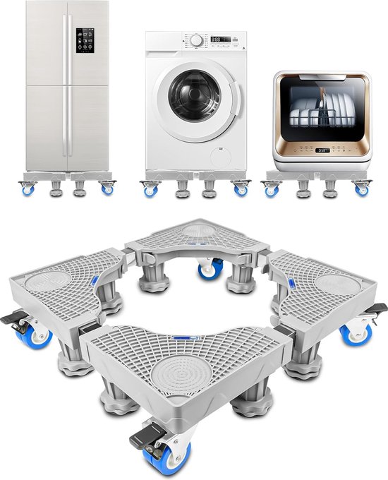 Onderstel voor wasmachines, verstelbare wasmachinesokkel met 8 poten en ...