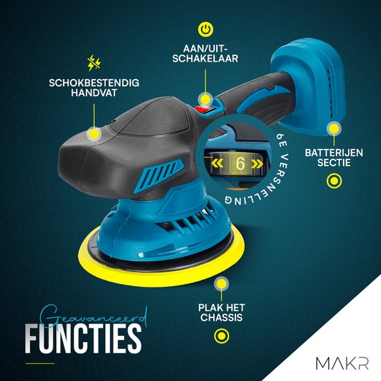 Polijstmachine - 2 Accu's - lader & Accessoires - Poetsmachine Auto ...