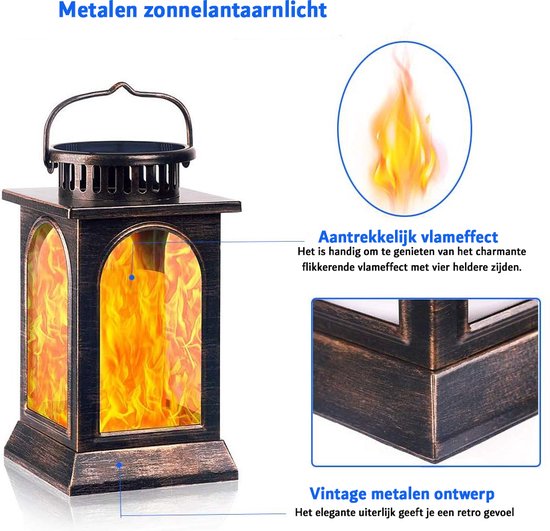 Solar Tuinverlichting - Set van 2 - Knipperende Vlammen - Tafellamp ...