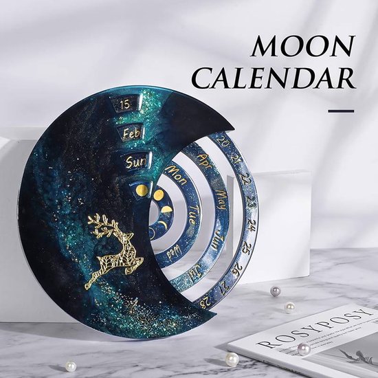 Moon Perpetual Calendar Resin - Kalender - Handgemaakt kalender | bol